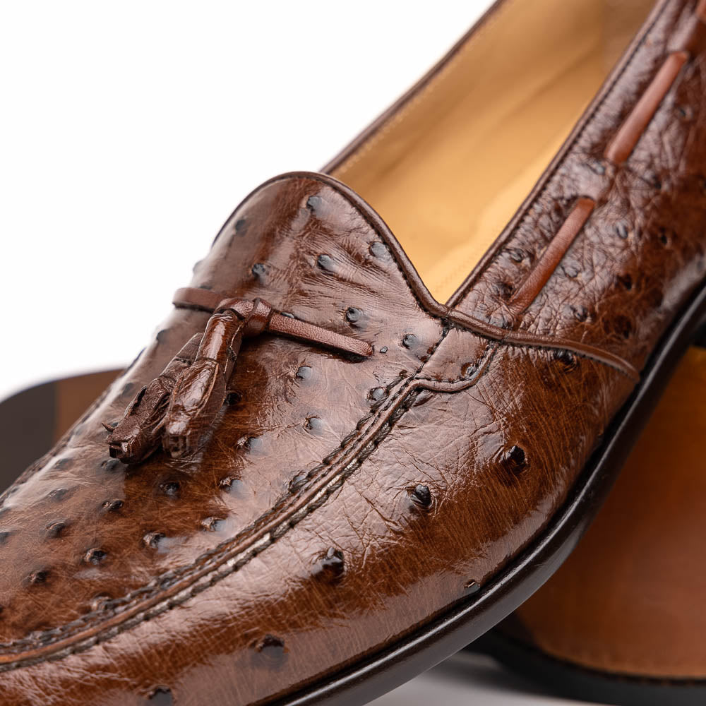 13-581-BRN FRANCO Ostrich Tassel Loafer, Brown – Zelli Italia 13-581-BRN FRANCO Ostrich Tassel Loafer, Brown – Zelli Italia